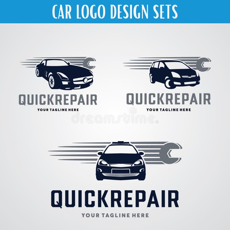 Quick Repair Logo Design Template Set Stock Vector - Illustration of ...