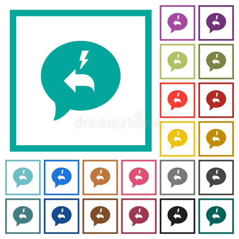 Quick Reply Message Flat Color Icons with Quadrant Frames Stock Vector ...