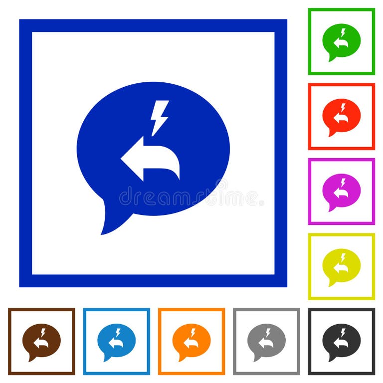 Quick Reply Message Flat Framed Icons Stock Vector - Illustration of ...