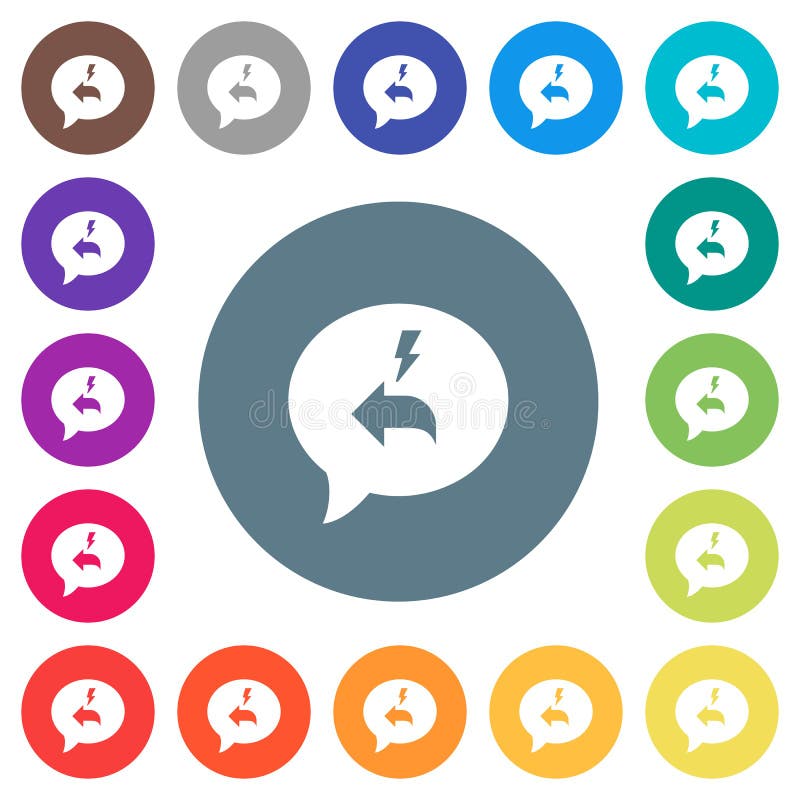 Quick Reply Message Flat White Icons on Round Color Backgrounds Stock ...