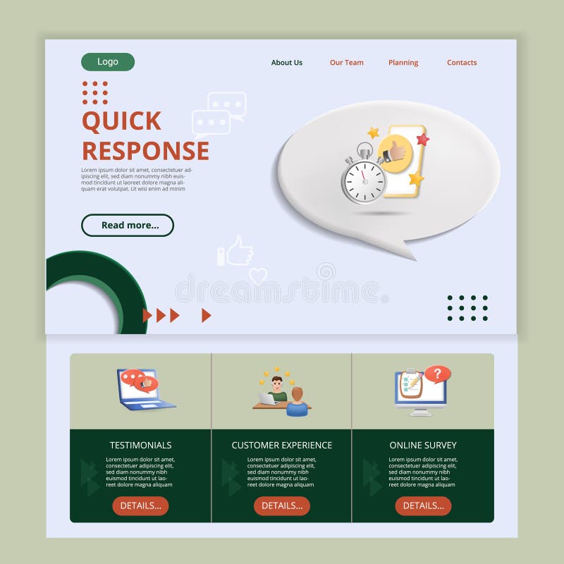 Quick Response Flat Landing Page Website Template. Testimonials ...