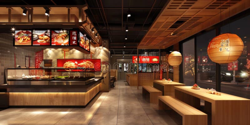 Quick Service Restaurant Interior . Ai Generated Stock Image - Image of ...