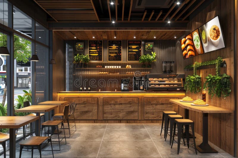 Quick Service Restaurant Interior . Ai Generated Stock Photo - Image of ...