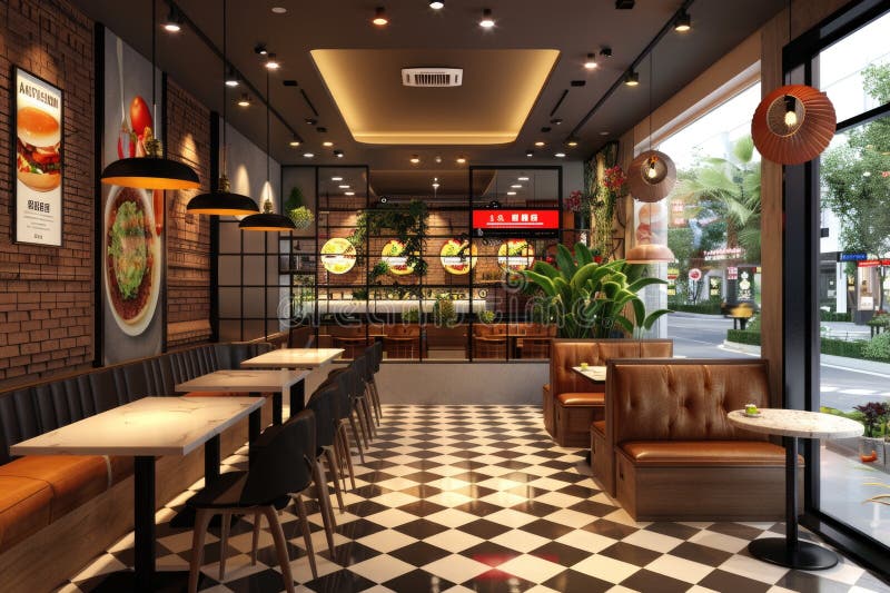 Quick Service Restaurant Interior . Ai Generated Stock Image - Image of ...