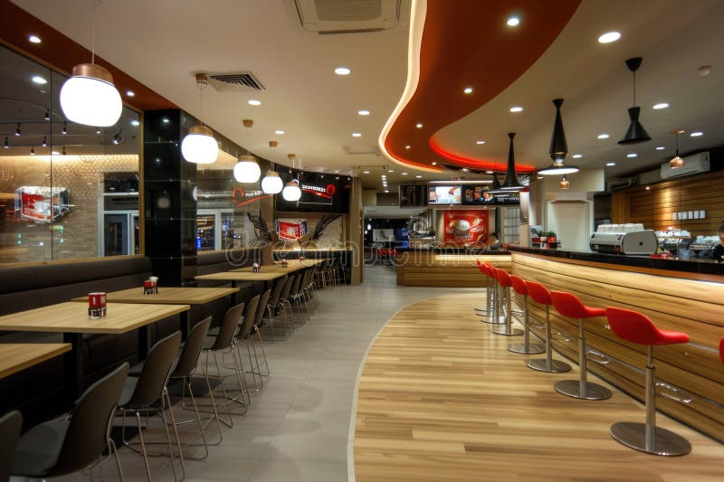 Quick Service Restaurant Interior . Ai Generated Stock Photo - Image of ...