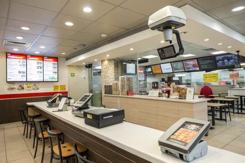 Quick Service Restaurant with Security Elements Stock Illustration ...