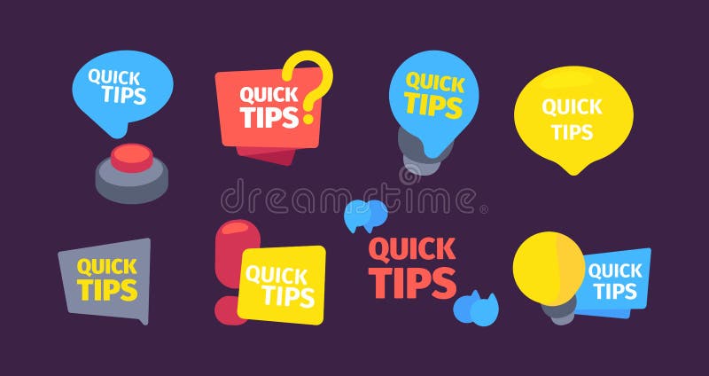 Quick Set Tips. Useful Hints and Tips Color Banners Red Button Question ...