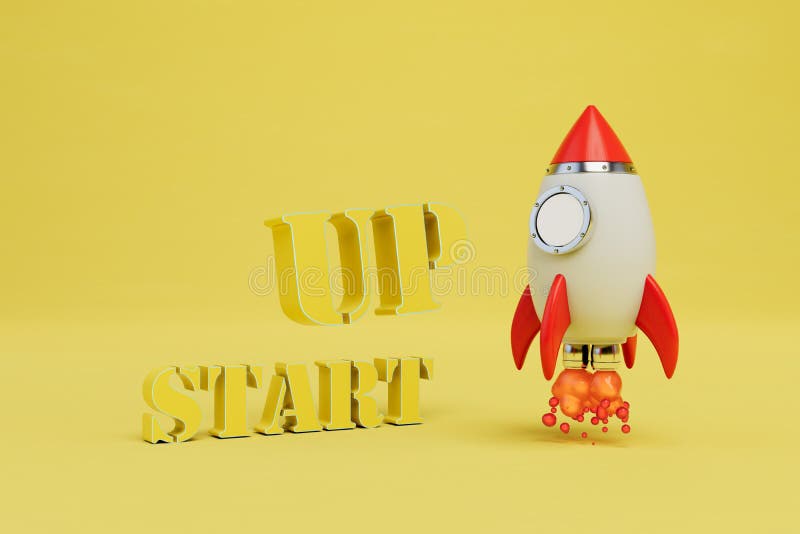 Quick Start of Business. a Rocket Taking Off and the Inscription Start ...