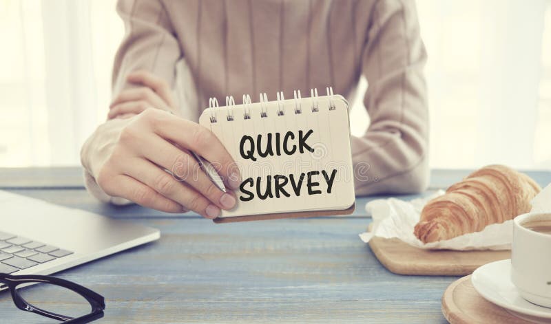 Quick Survey Text Written on a Notebook with Hands Stock Photo - Image ...