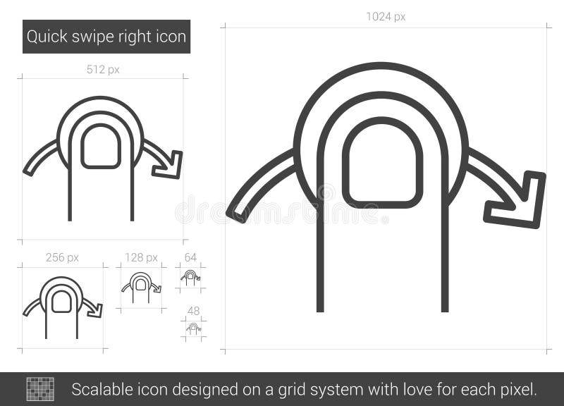 Quick Swipe Right Line Icon. Stock Vector - Illustration of device ...