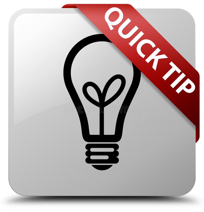 Quick Tip (bulb Icon) White Square Button Red Ribbon in Corner Stock ...