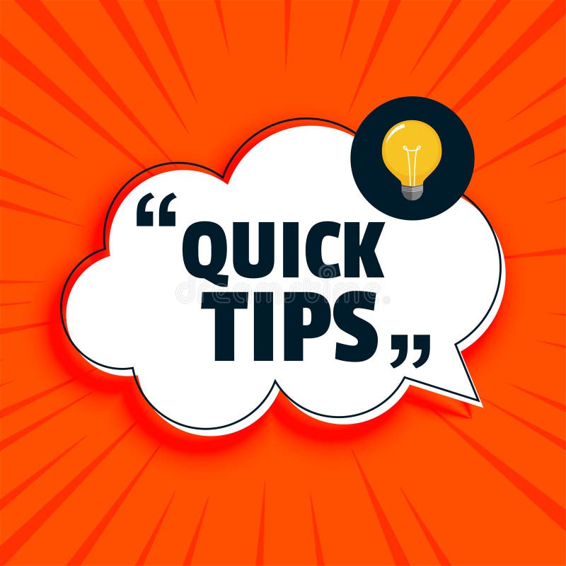 Quick Tips Advice with Lightbulb on Orange Background Stock Vector ...