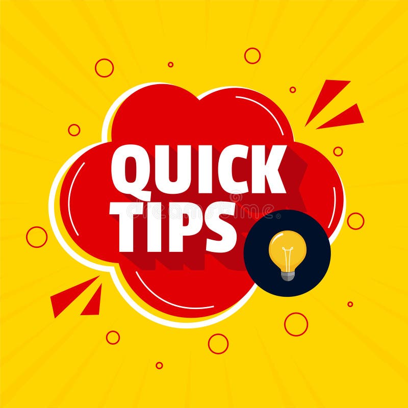 Quick Tips Advice with Lightbulb on Yellow Background Vector ...