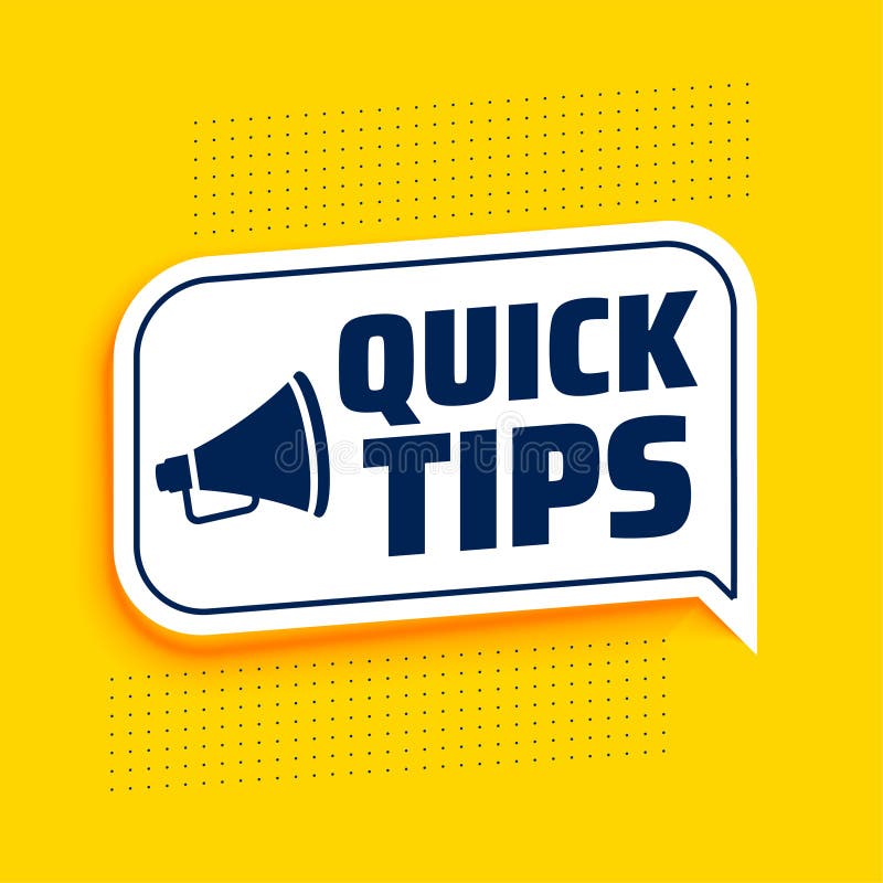 Quick Tips Advice with Megaphone on Yellow Background Stock Vector ...