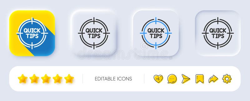 Quick Tips Aim Line Icon. Helpful Tricks Target Sign. Neumorphic ...