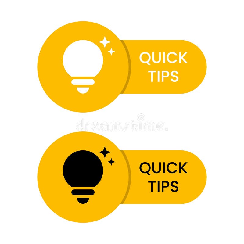 Quick Tips Badge Icon Vector in Flat Style. Tip Light Bulb Sign Symbol ...