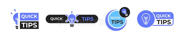 Quick Tips Badge. Quick Tips Sign Collection. Vector Isolated ...