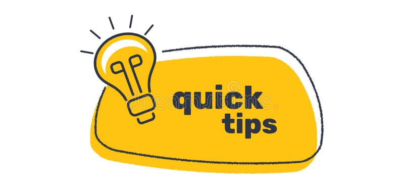 Quick Tips Badge in Yellow with a Light Bulb. Speech Bubble with Quick ...