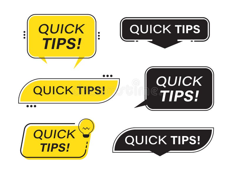 Quick Tips Banner, Quick Tips Label Set Stock Vector - Illustration of ...
