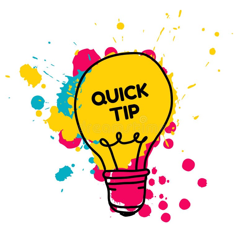 Quick Tips Banner with Splashes and Bulb. Colorful Design Concept ...
