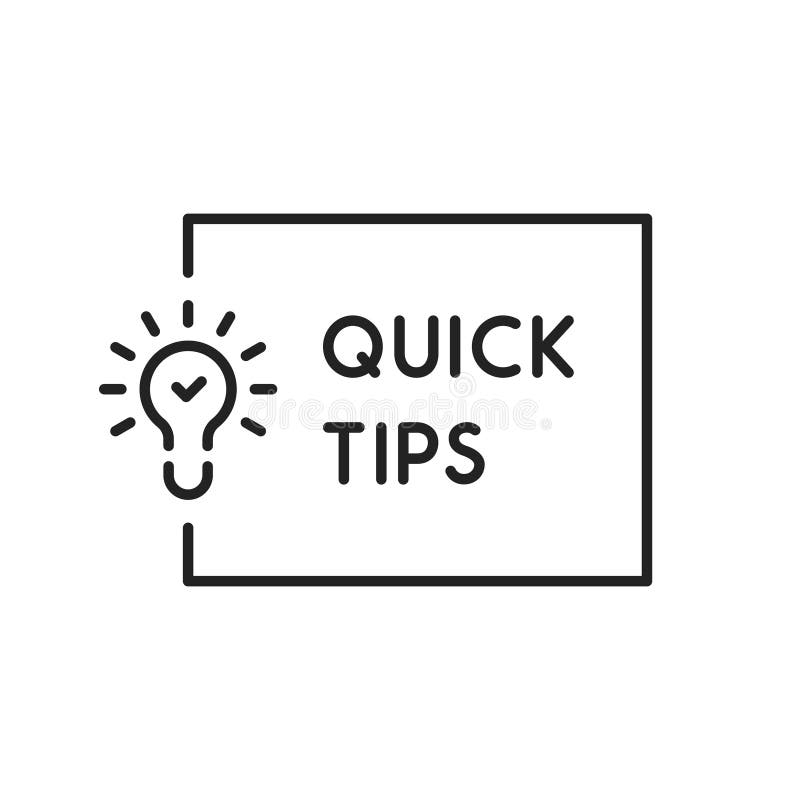 Quick Tips Banner with Thin Line Lightbulb Stock Illustration ...