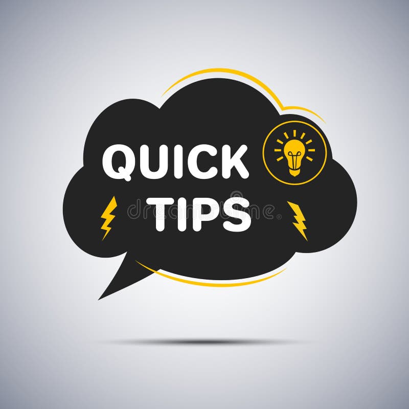 Quick Tips Banner Vector with Light Bulb and Speech Bubble Isolated ...