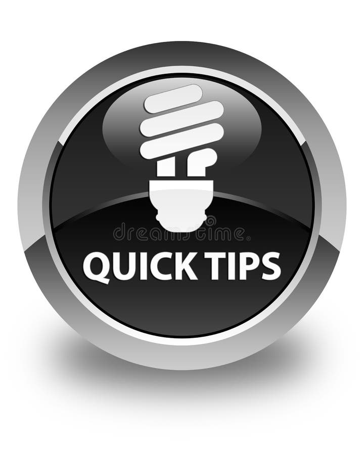 Quick Tips (bulb Icon) Glossy Black Round Button Stock Illustration ...