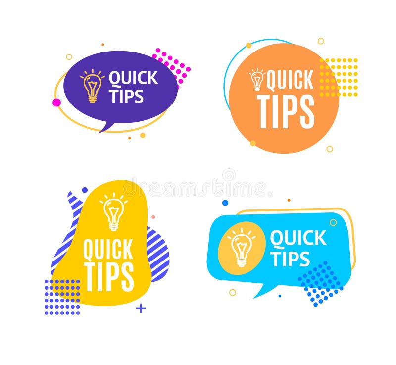 Quick Tips Concept with Abstract Memphis Style Elements Set. Vector ...