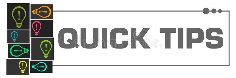 Quick Tips Dark Colorful Bulbs Grid Left Box Horizontal Stock ...