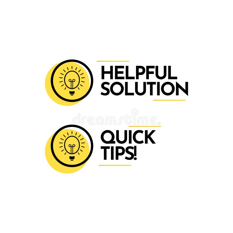 Quick Tips, Help Full Solution Text Label Vector Template Design ...