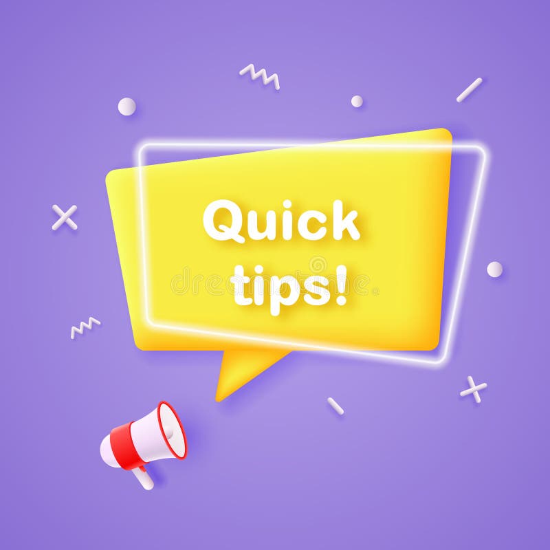 Quick Tips and Helpful Hints. Megaphone with Speech Bubble and Quick ...
