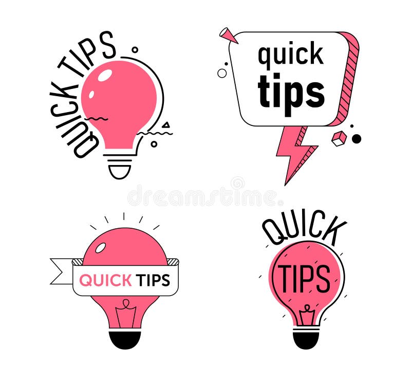 Quick Tips, Helpful Tricks Banners Set Isolated on White Background ... Quick Tips, Helpful Tricks Banners Set Isolated on White Background ...