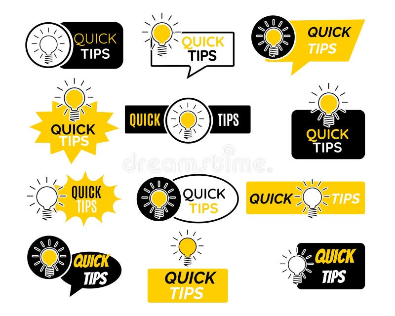 Quick Tips Helpful Tricks Icon Set Stock Vector - Illustration of trick ...
