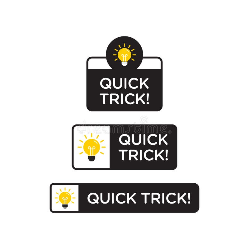 Quick Tips, Helpful Tricks Vector Logo Icon or Symbol Set with Black ...