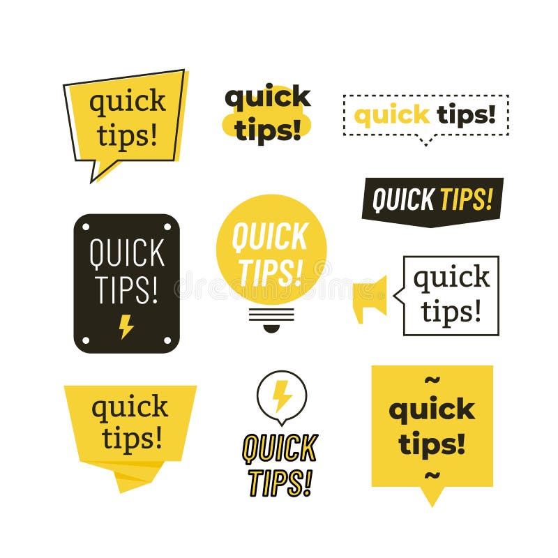 Quick Tips, Helpful Tricks Vector Logos, Emblems and Banners Vector Set ... Quick Tips, Helpful Tricks Vector Logos, Emblems and Banners Vector Set ...
