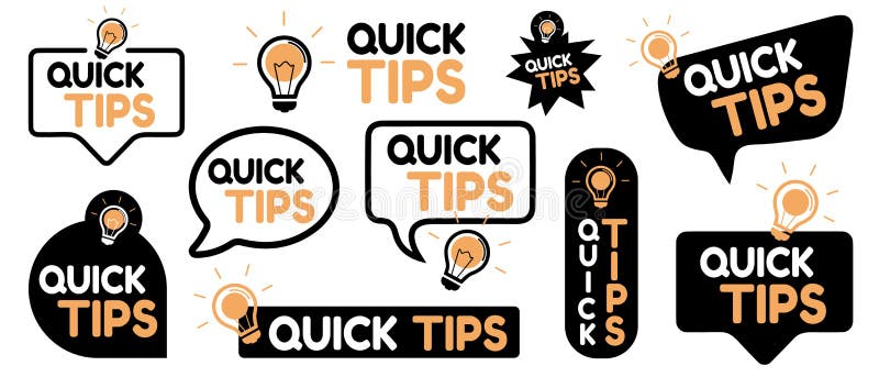 Quick Tips Icon Set - Different Vector Illustrations Isolated on White ...