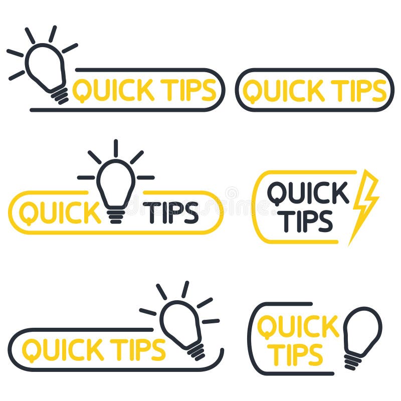 Top Tip Icon Set. Yellow Lightbulb Icons with Top Tips Text Inside ...