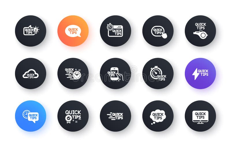 Quick Tips Icons. Helpful Tricks, Solution and Quickstart Guide ...