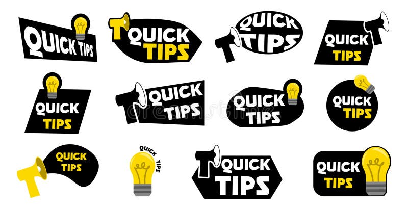 Quick Tips Label Badges Collection. Set of Quick Tips Banner Stock ...