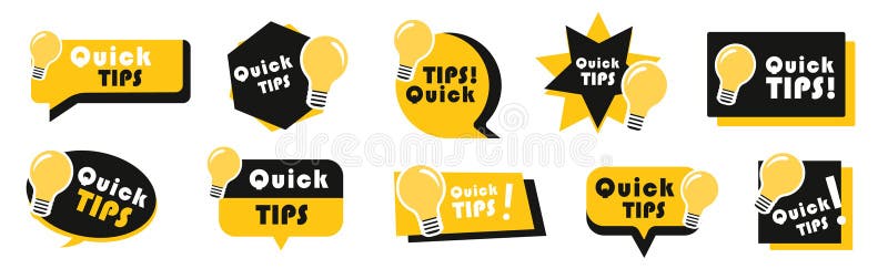 Quick Tips Label Badges Collection. Set of Quick Tips Banner Stock ...