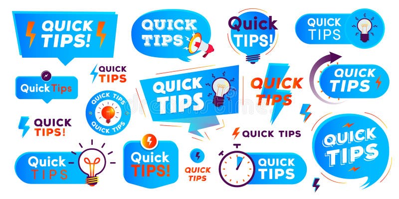 Quick Tips Label Set Modern Style Stock Vector - Illustration of banner ...