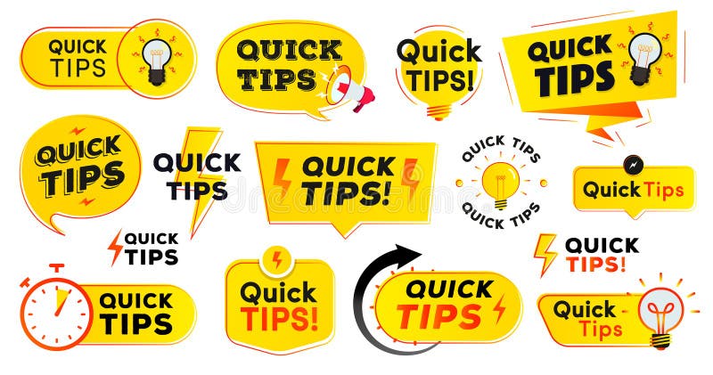 Quick Tips Label Vector Set Modern Style Stock Vector - Illustration of ...