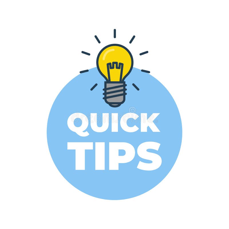 Quick Tips with Light Bulb Icon. Stock Vector - Illustration of ...