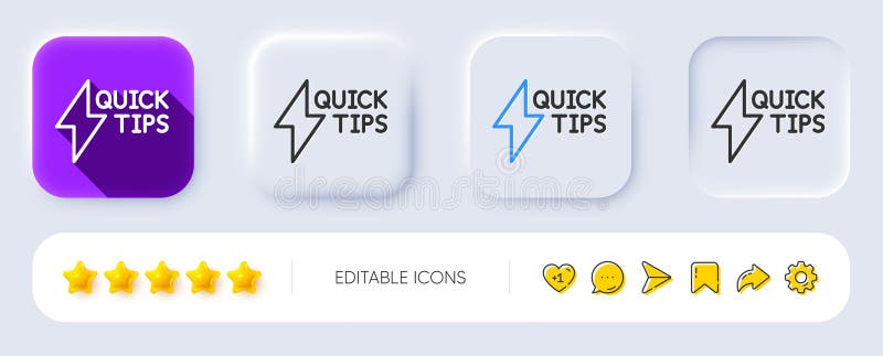Quick Tips Line Icon. Helpful Tricks Sign. Neumorphic Buttons. Vector ...