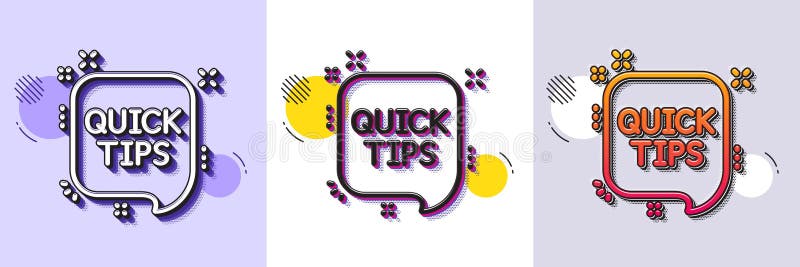 Quick Tips Line Icon. Helpful Tricks Speech Bubble Sign. Halftone ...