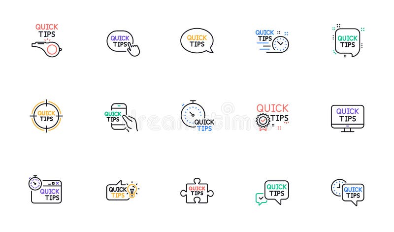 Quick Tips Line Icons. Helpful Tricks, Solution and Quickstart Guide ...