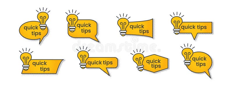 Quick Tips Logo Set in Yellow with a Light Bulb. Templates for Helpful ...