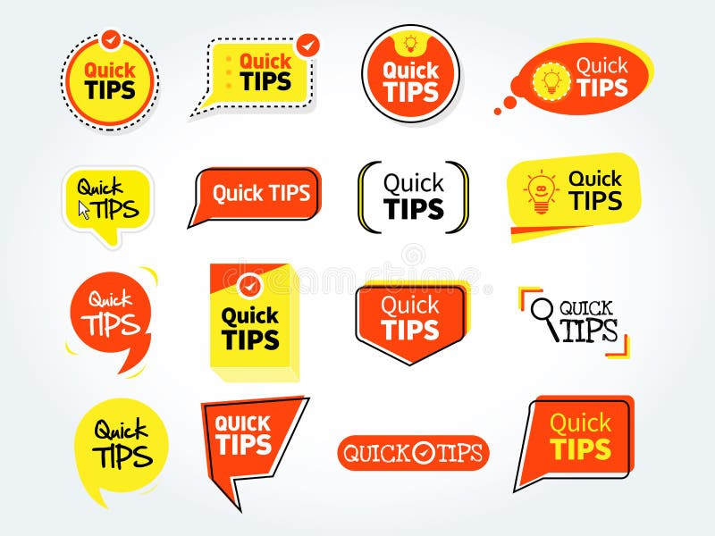 Quick Tips Mega Set, Helpful Tricks Vector Logos, Emblems and Banners ...
