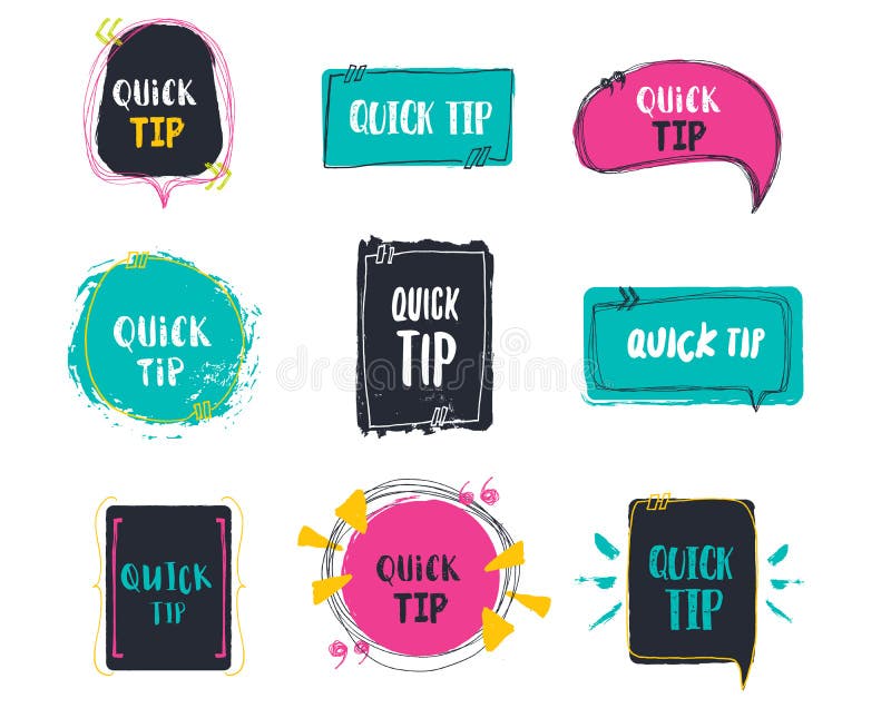 Quick Tips Modern Badge Set on Black Banners with Light Bulb. Different ...