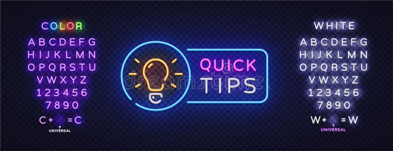 Quick Tips Neon for Concept Design. Illustration Design Stock Vector ...